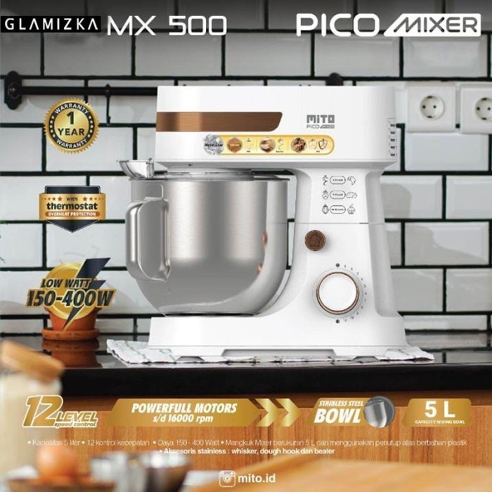Jual MITO Stand Mixer Pico MX500 MX 500 Pengaduk Adonan Kue 5L Low Watt | Shopee Indonesia