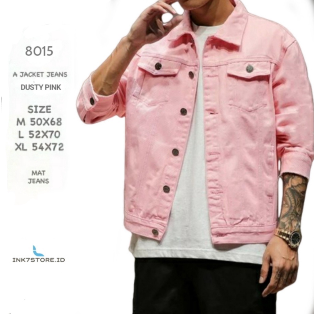 Jual Ink7 Jaket Jeans Oversize Soft Pink Jaket Jeans Pink Muda Pria ...
