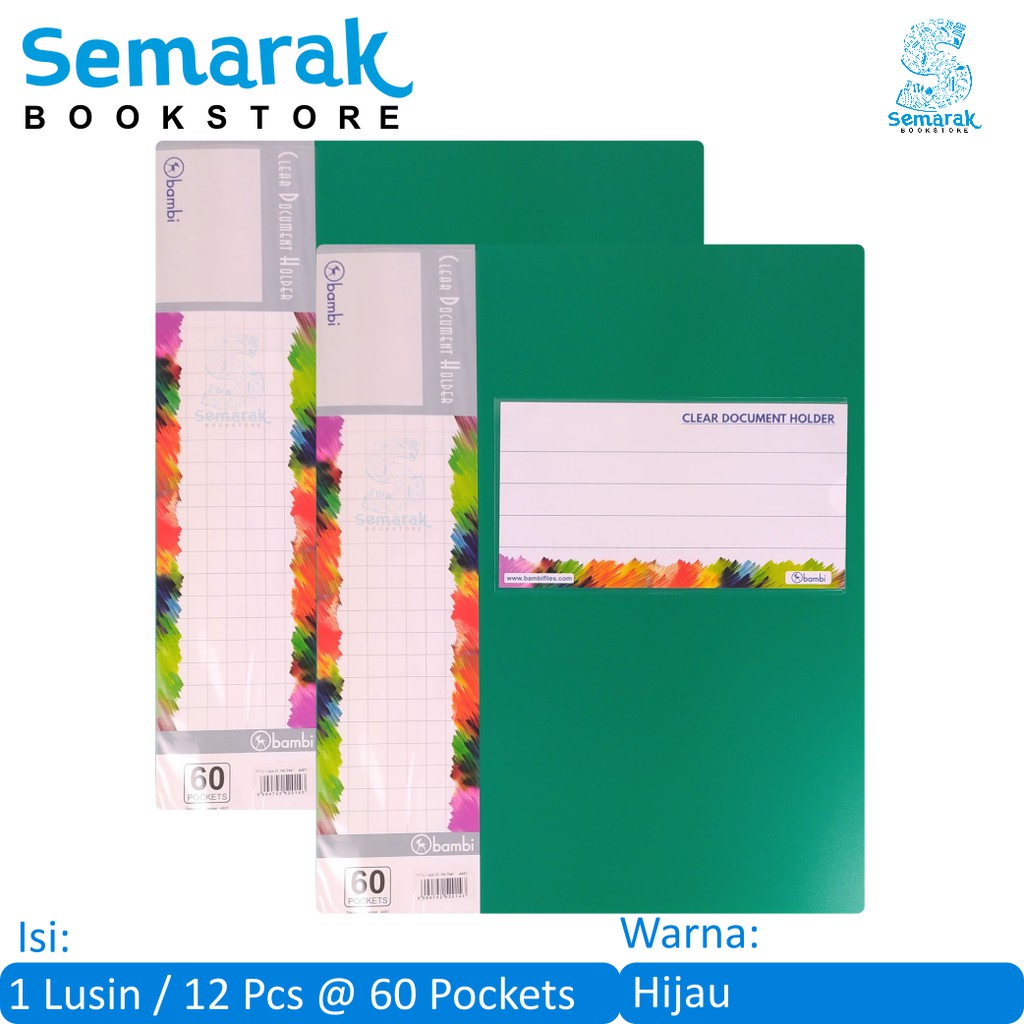 Jual Clear Document Holder Map Dokumen Bambi 4461 Folio 60 Pockets ...