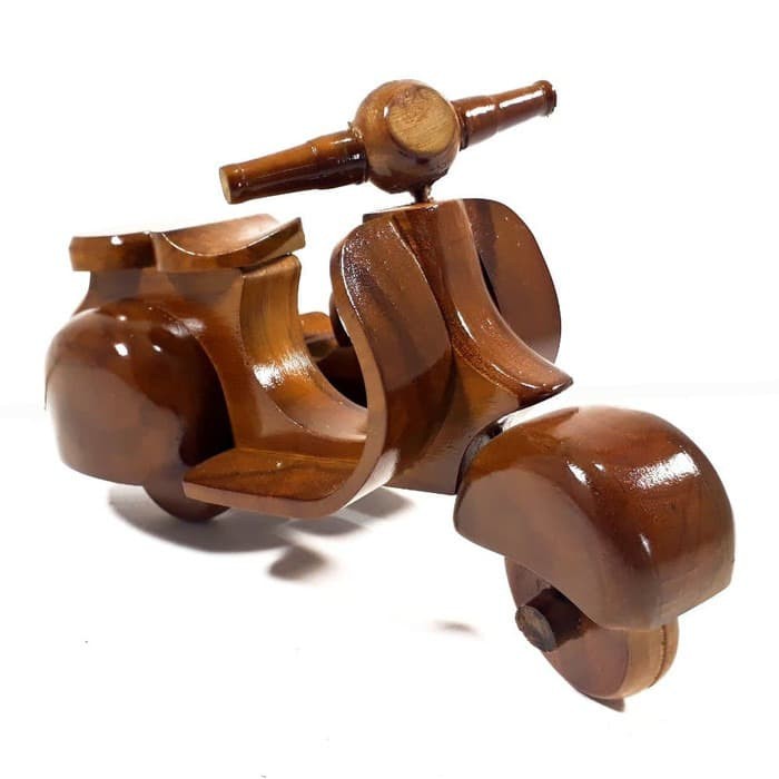 Jual Miniatur Pajangan Bentuk Model Motor Vespa Sidecar Kayu Jati Asli ...