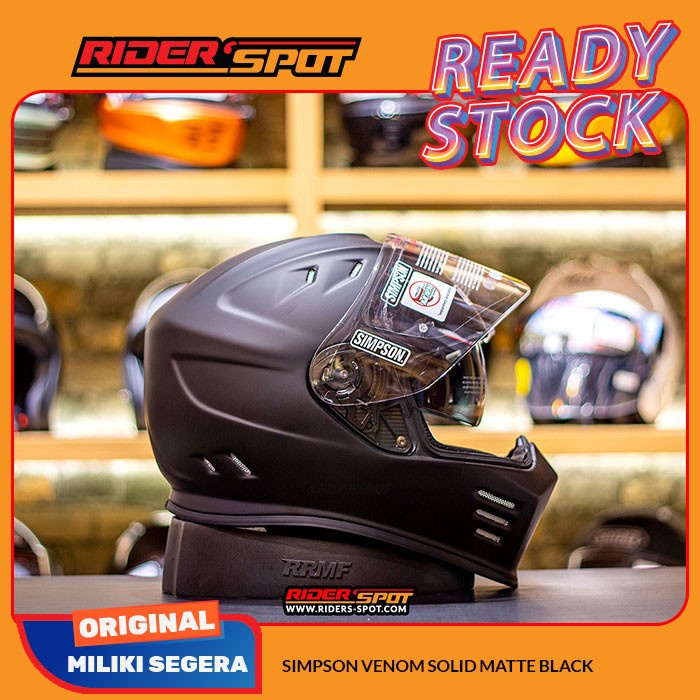 Jual Helm Motor SIMPSON Venom Solid Matte Black Full Face Helmet ...