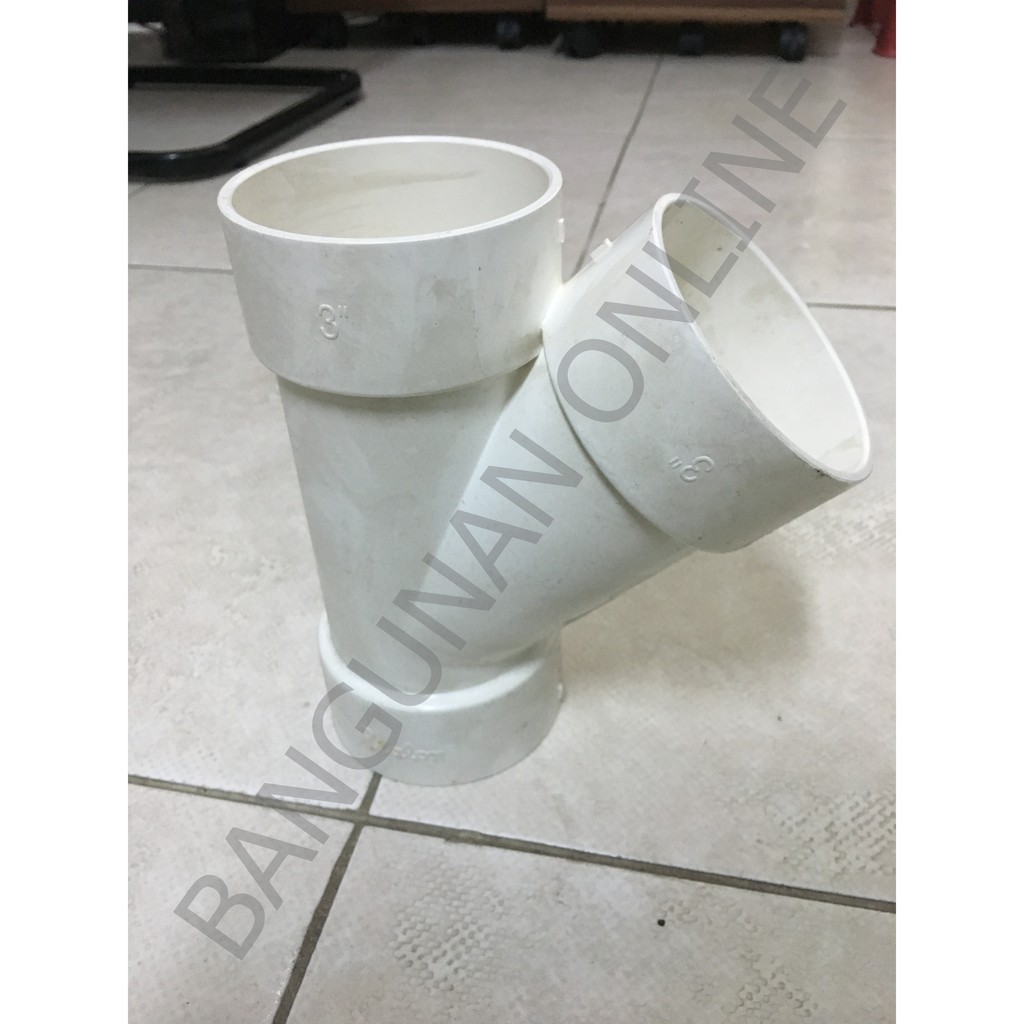Jual SAMBUNGAN PIPA FITTING PIPA PVC PRALON T33 Y 45 DERAJAT 3" PUTIH ...