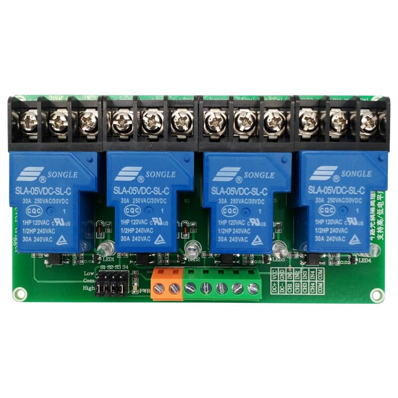 Jual 4 Channel High Power Relay Module 30A High Low Trigger Optocoupler ...