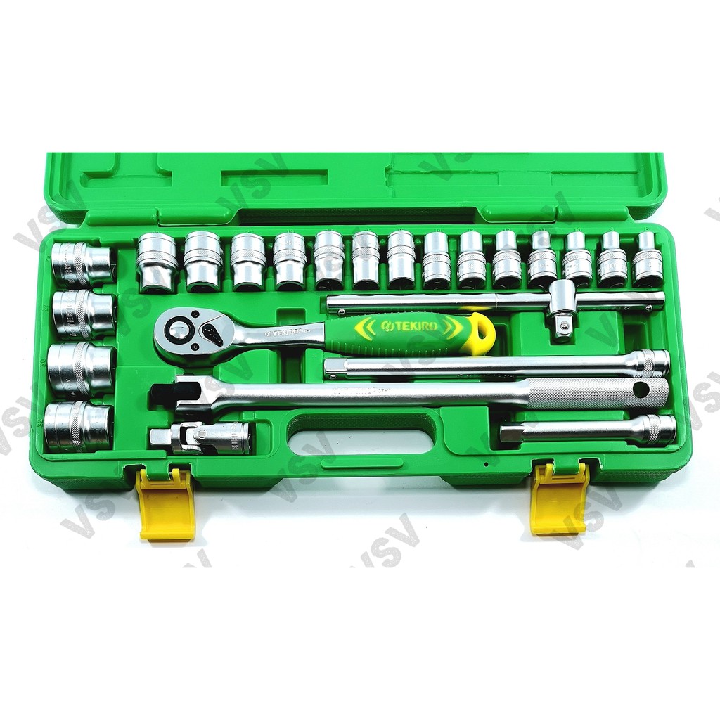 Jual TEKIRO KUNCI SOK SET BOX PLASTIK 24pc 8-32mm 1/2"DR Box Plastik ...