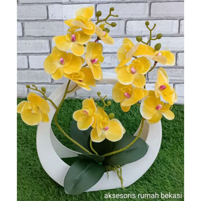 Jual Buket bunga anggrek latex premium 15 kuntum dengan vas sabit ...