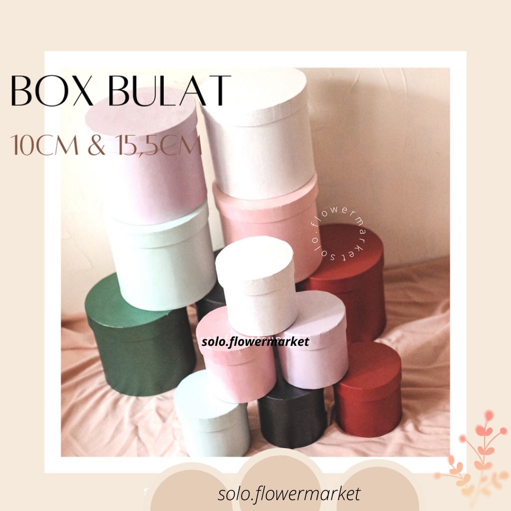 Jual BOX BULAT POLOS 10CM & 15cm Bloom Box Flower Bulat Round / Kotak ...