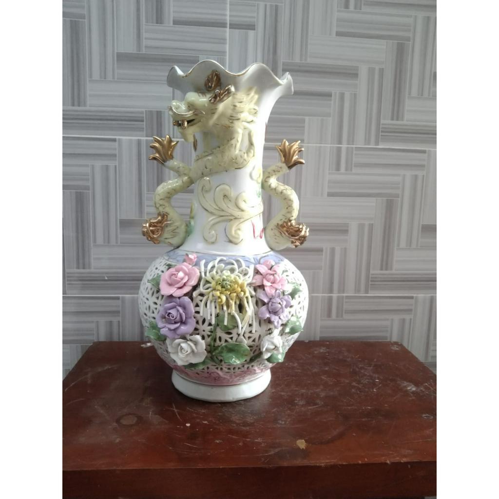 Jual Guci Keramik Naga Bunga Kuno Jadul Antik | Shopee Indonesia