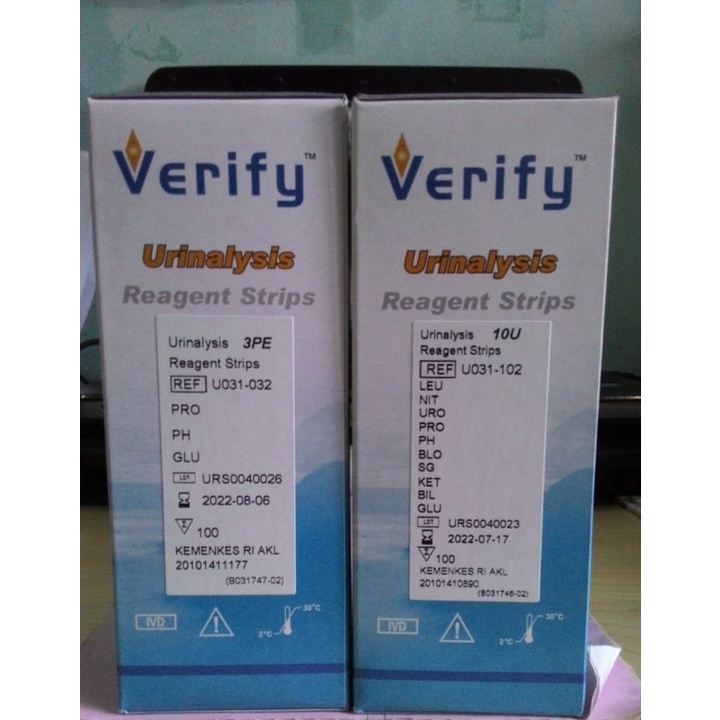 Jual Verify 3 Parameter dan 10 Parameter Urinalysis Reagent Strips Tes ...