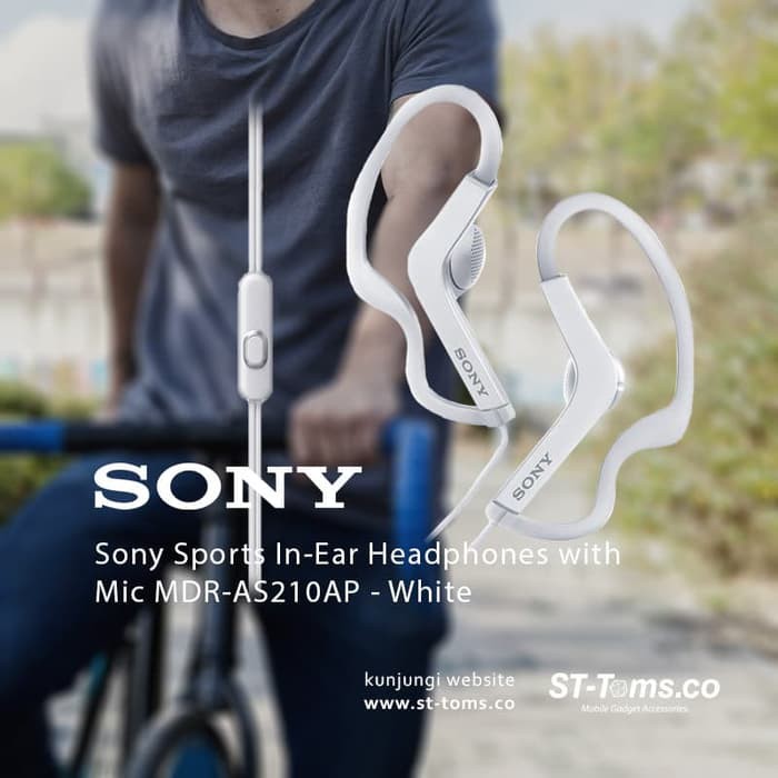 Jual Sony MDR AS210AP / AS210AP Sports In-Ear Headphones with Mic Putih ...