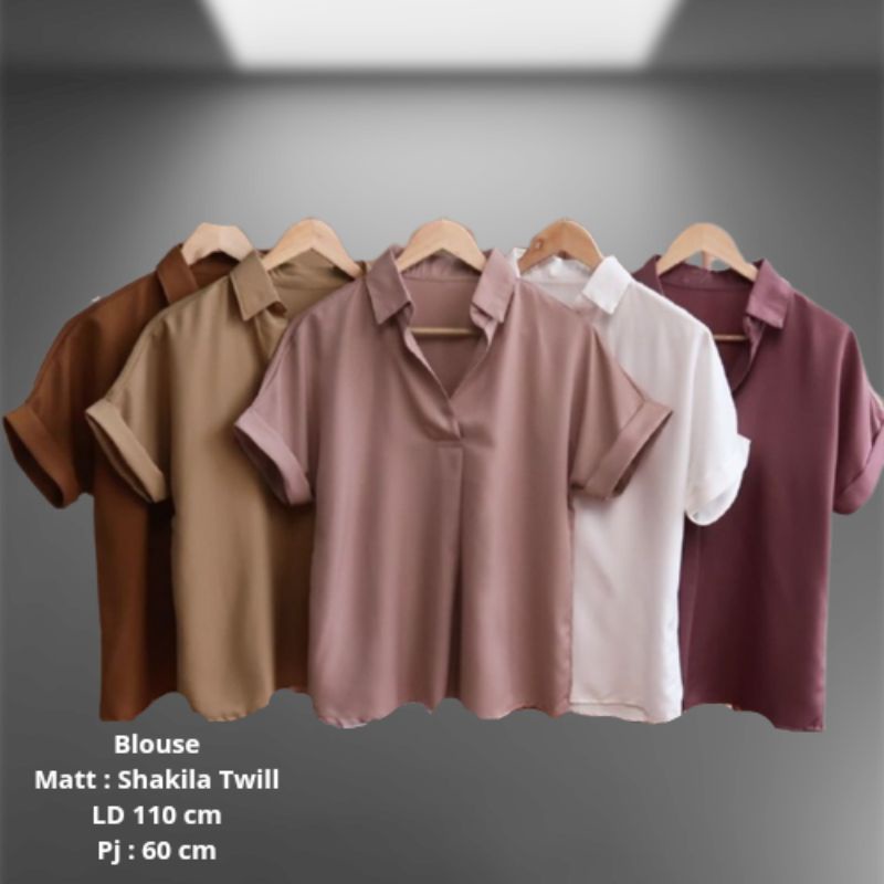 Jual Blouse wanita polos lengan pendek Shakila Twill | Shopee Indonesia