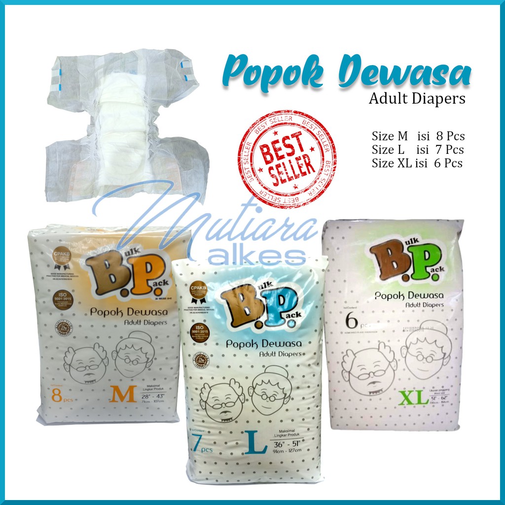Jual (MUTIARA ALKES) DIAPERS MERK BP / POPOK DEWASA MODEL PEREKAT ...