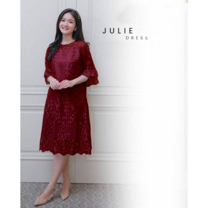 Jual Baju Dress Brukat Jumbo Pesta Remaja Wanita Midi Dress Terbaru 2023 2024 Dress Julie Brukat ...