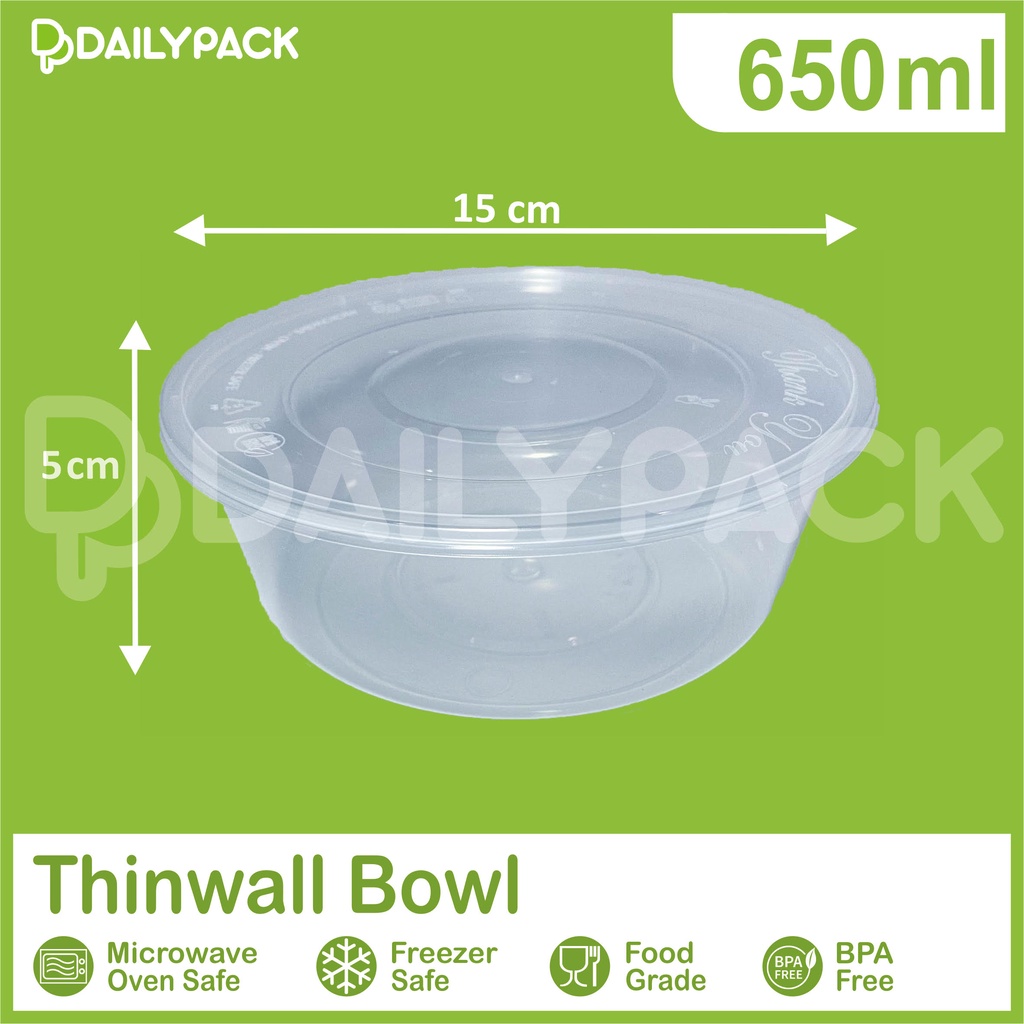 Jual Thinwall BULAT 650 ml + tutup / BOWL / kotak makanan plastik ...