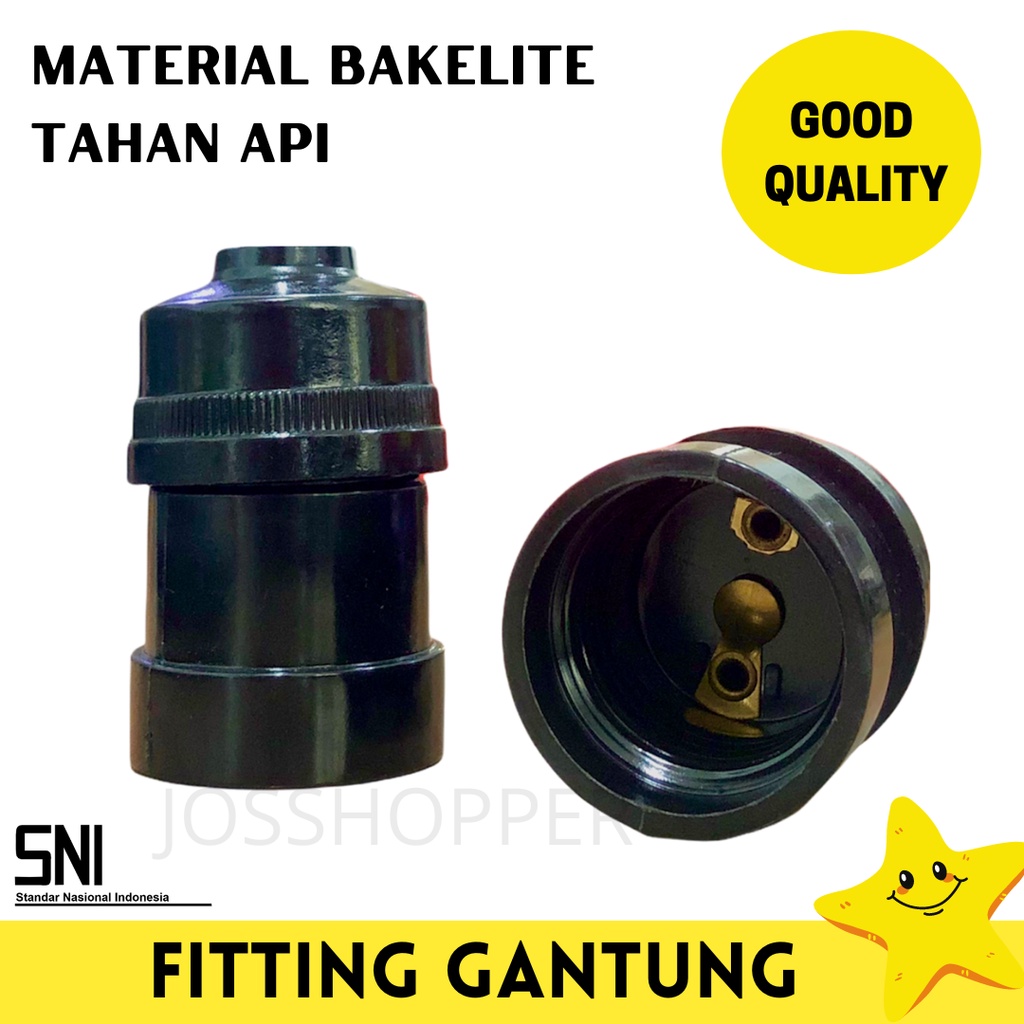 Jual FITTING GANTUNG HITAM MODEL BROCO / FITTING LAMPU / RUMAH LAMPU E27 BAKELITE SNI DEXICON ...