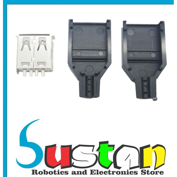 Jual Usb Type A Female 4 Pin Plug Cable Socket Connector Kit With Cover ...
