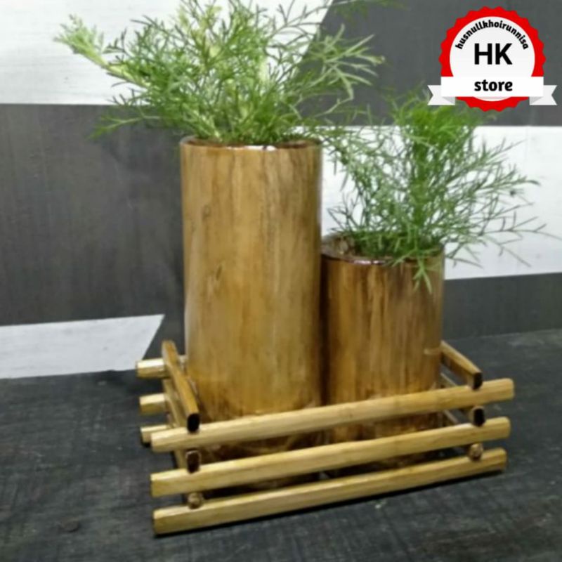 Jual Vas bunga unik dari bambu warna natural | Shopee Indonesia
