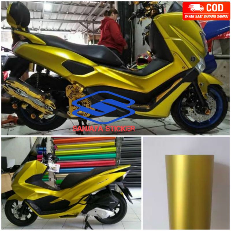 Jual Stiker Skotlet motor kuning matte chrome Stiker motor kuning ...