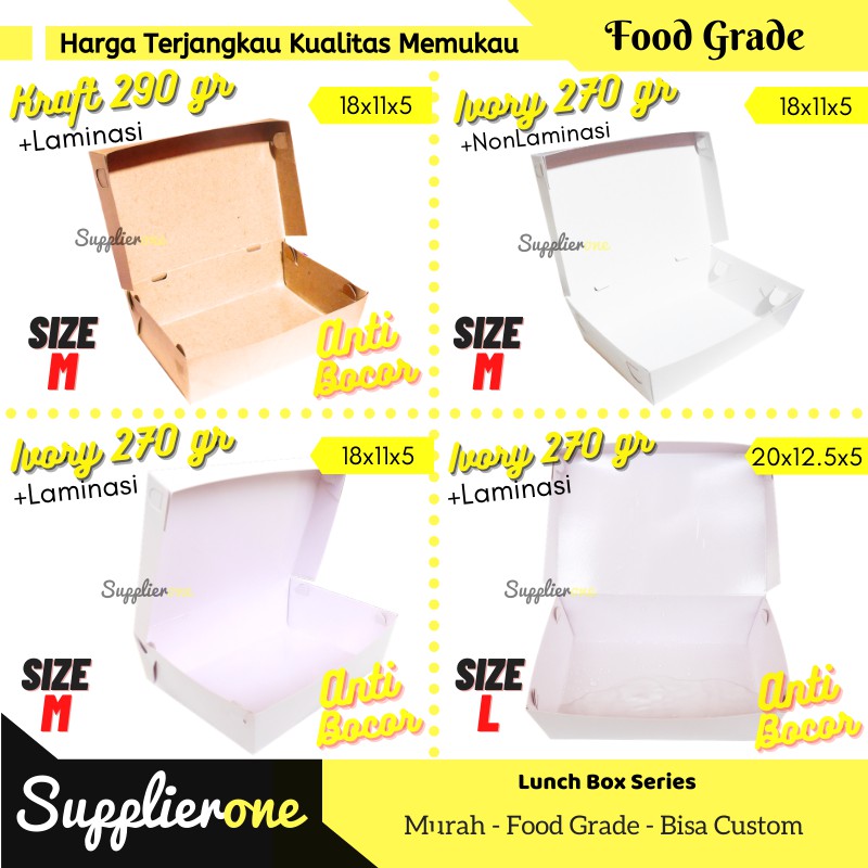 Jual Lunch Box M / Lunch Box Paper / Kardus Makanan / Kemasan Fried ...