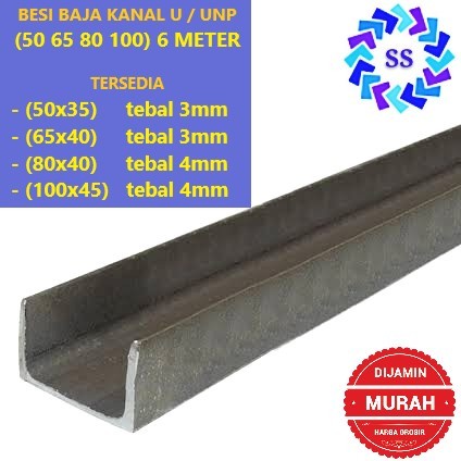 Jual BESI BAJA KANAL-CANAL UNP (50 65 80) 6 METER | Shopee Indonesia