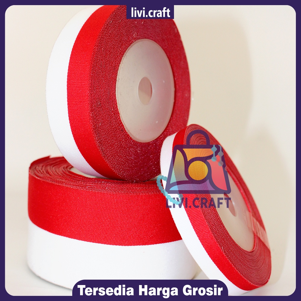 Jual Pita Satin Merah Putih (1/2", 1", 2") per Roll Merk Prince ...