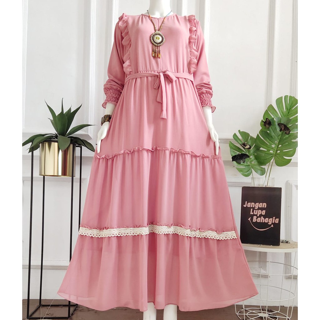 Jual GAMIS TERBARU 2021, GAMIS CERUTY REMPEL DADA RENDA, TALI PINGGANG ...