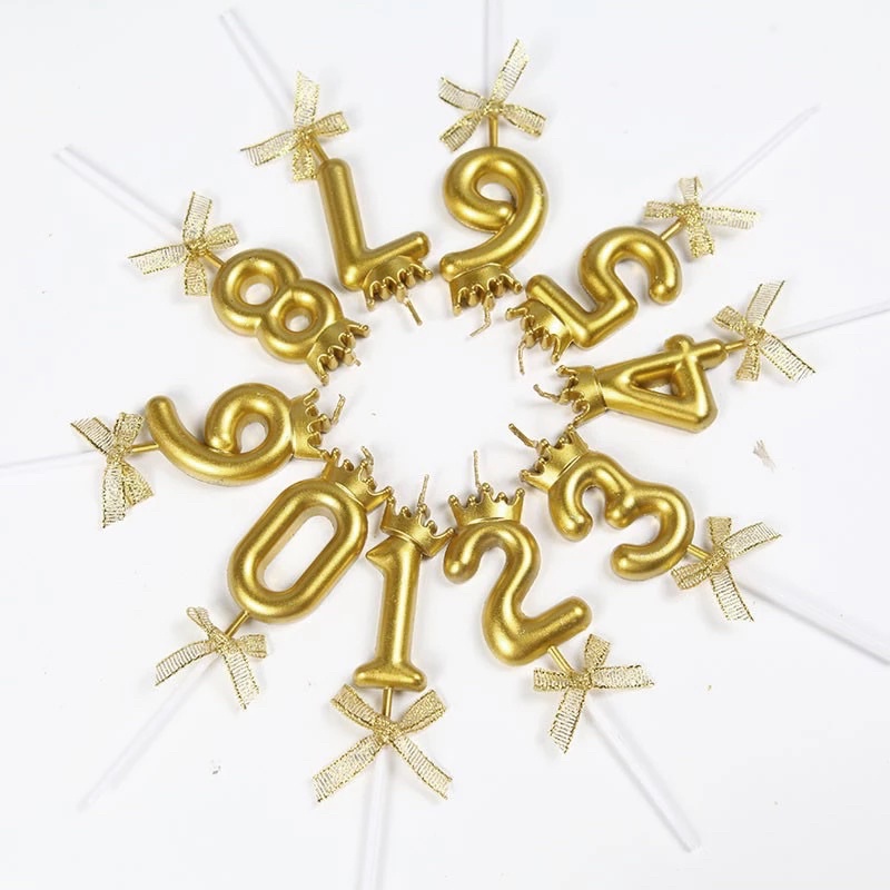 Jual Gold Crown Number Candle / Silver Candle / Birthday Cake Topper ...