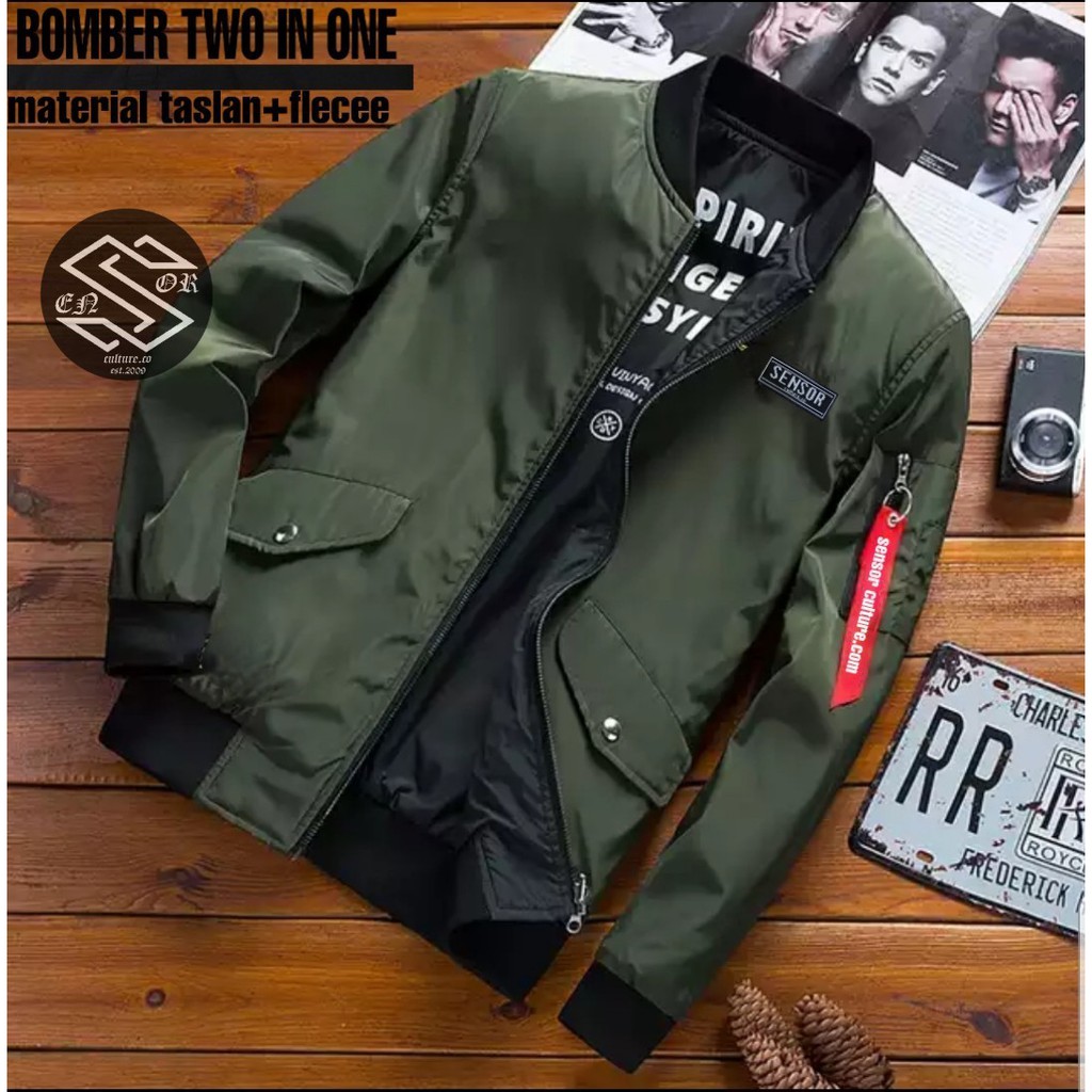Jual Jaket Bomber Two in One Sensor / Jaket Waterproof Pria / Jaket ...