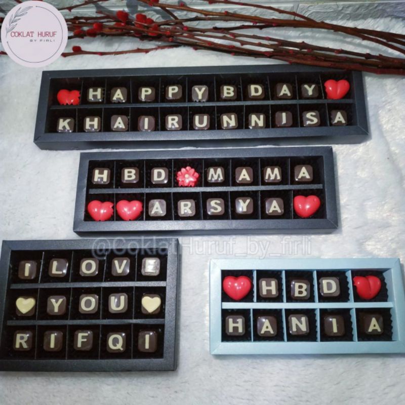 Jual Coklat Huruf Hadiah Ulang Tahun / Hadiah Wedding / Coklat Kado ...