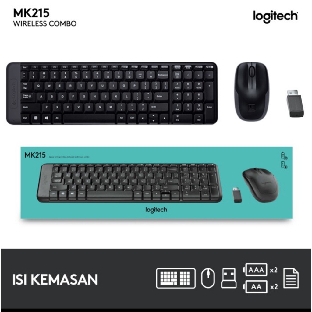 Jual Logitech MK215 Combo Keyboard dan Mouse Wireless Compact | Shopee ...