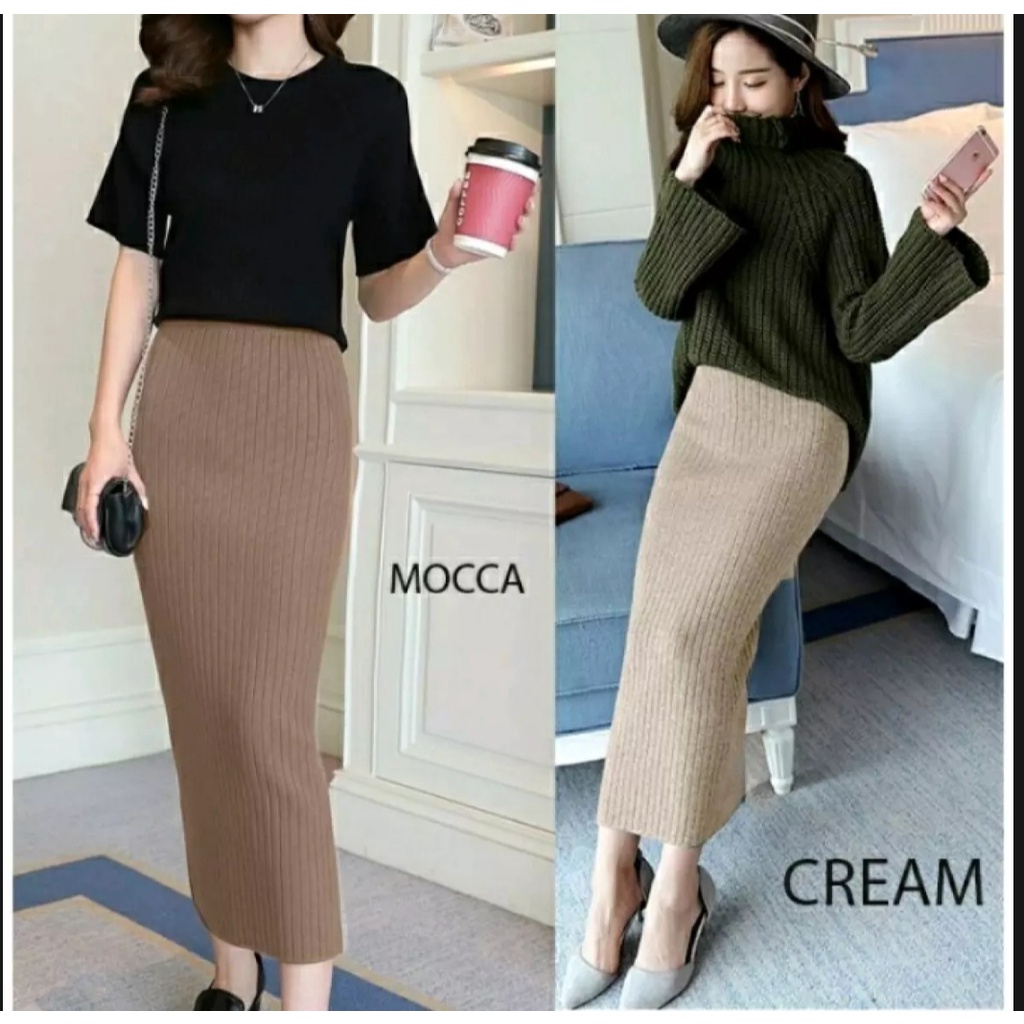 Jual ROK RAJUT DEWASA / ROK SPAN / ROK MAKSI RAJUT | Shopee Indonesia