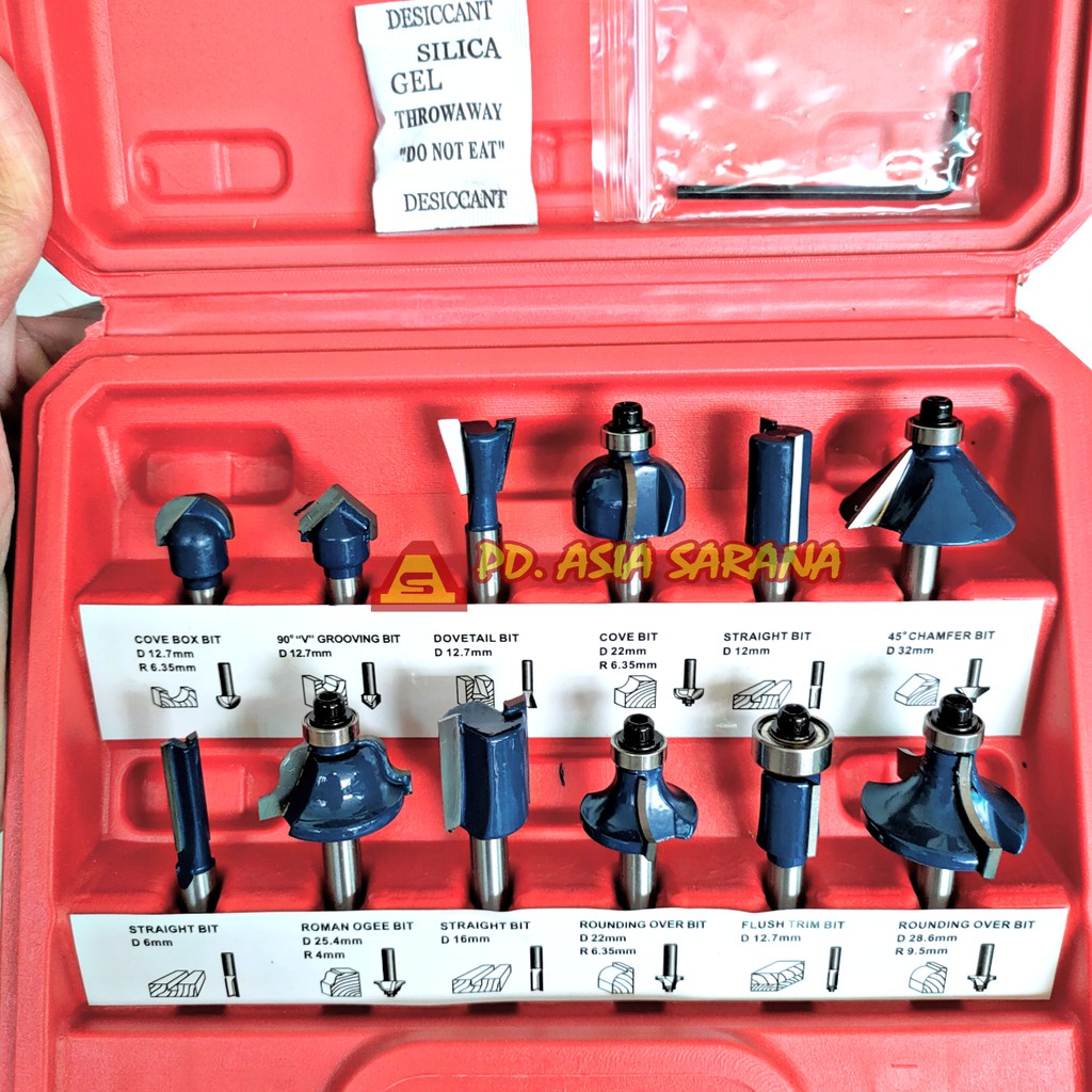 Jual Mata Router Bit Trimmer Kayu Set 12 Pcs JLD Mata Profil Beading 6 ...