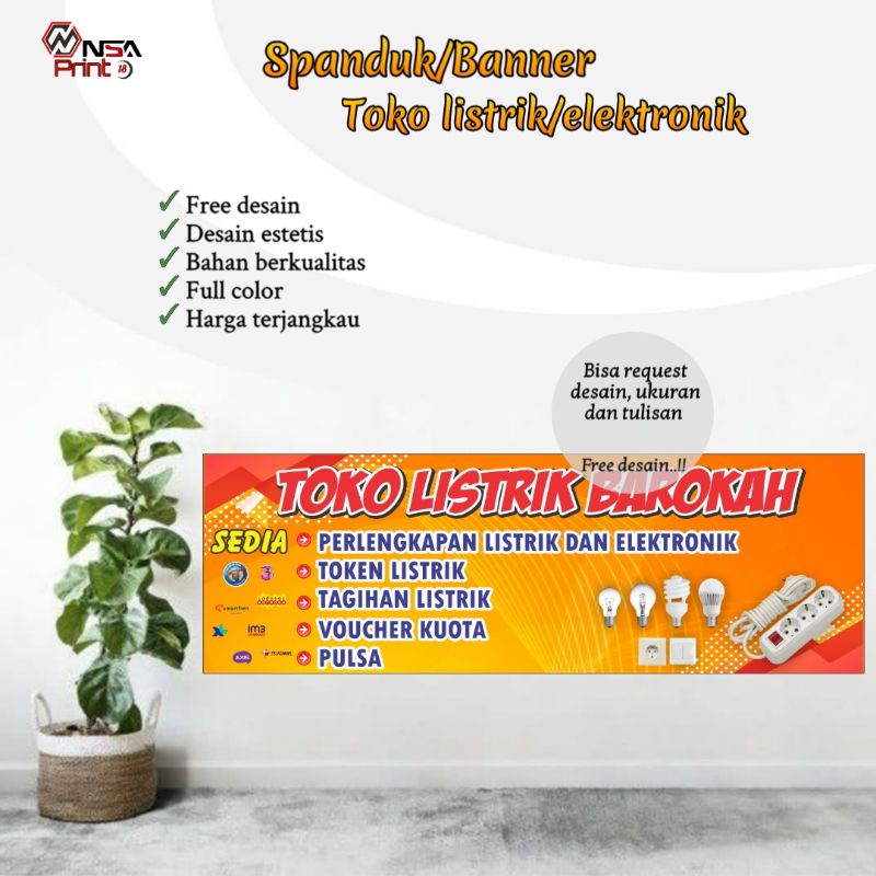 Jual Cetak banner/spanduk, spanduk toko listrik & elektronik, Bisa request & free desain ...