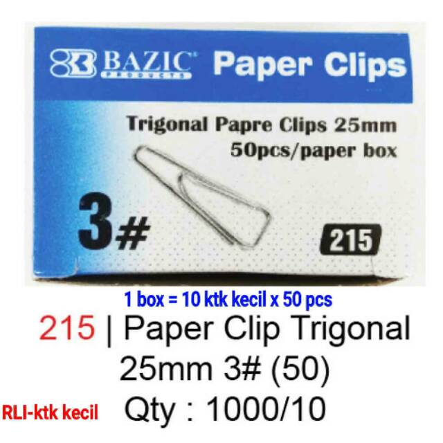 Jual Paper clip Trigonal clip merek Bazic | Shopee Indonesia
