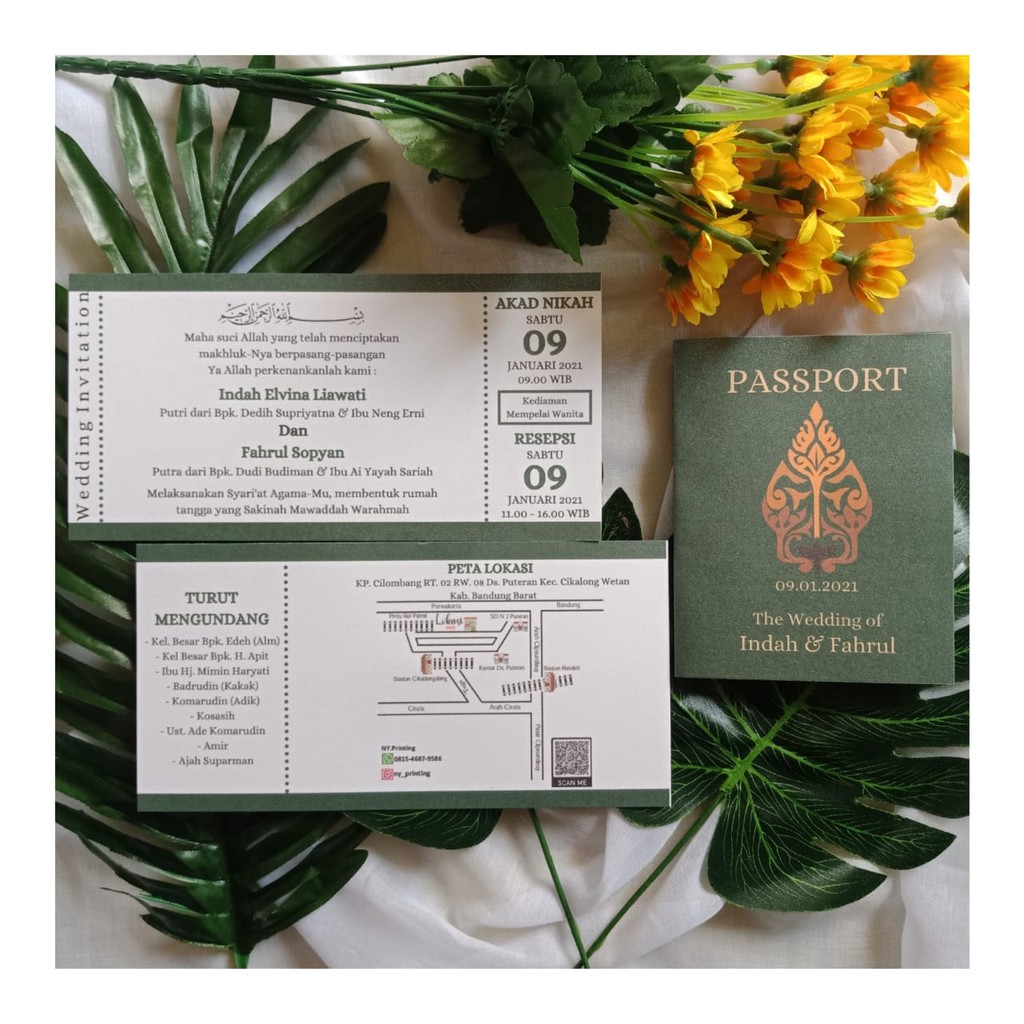 Jual Undangan Pernikahan Hijau Passport Pakai Photo | Shopee Indonesia