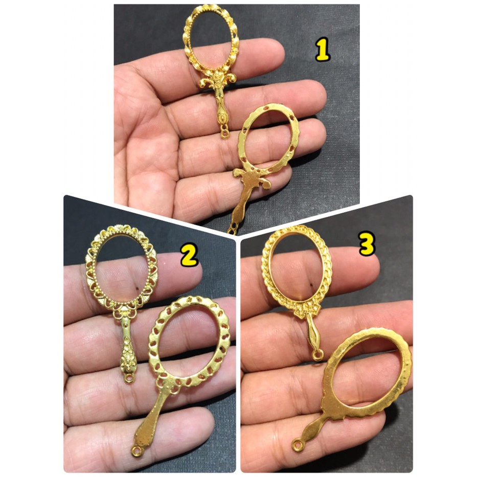 Jual Black cameo mirror bezel bingkai resin cermin liontin kerajinan ...