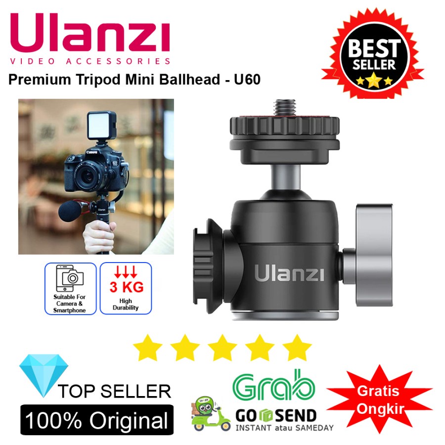 Jual Ulanzi U60 Mini BallHead - 360 Degree Rotating Premium Tripod Head ...