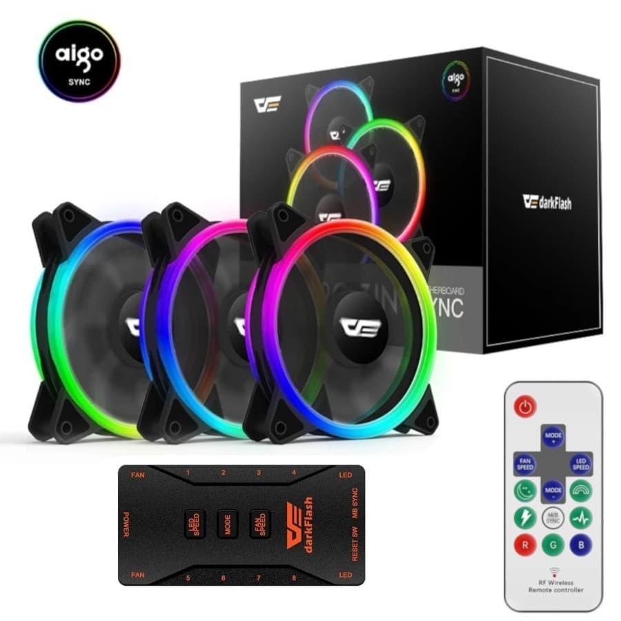 Jual FAN AIGO DR12 Pro 3IN1 RGB Double Ring Fan With Remote Controller ...