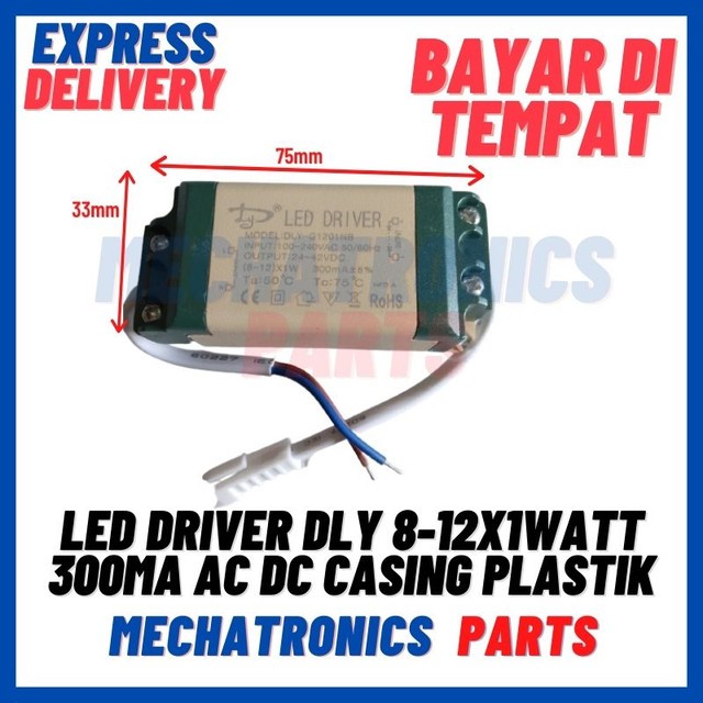 Jual [DSP-9423] LED DRIVER DLY 8-12X1WATT 300mA AC DC CASING PLASTIK | Shopee Indonesia
