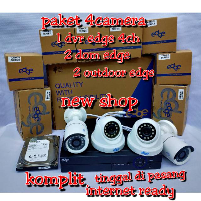 Jual Camera cctv paket 4 camera EDGE 2 MP full hd dan DVR EDGE 4 ch ...