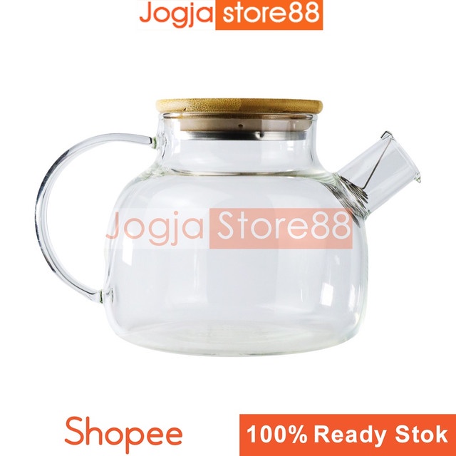 Jual Teko Pitcher Teh Chinese Teapot Maker Borosilicate Glass 1L |Gagang Ergonomis - Transparent ...