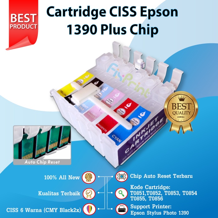 Jual CARTRIDGE TINTA EPSON 1390 R1390 CISS INFUS PLUS CHIP | Shopee ...
