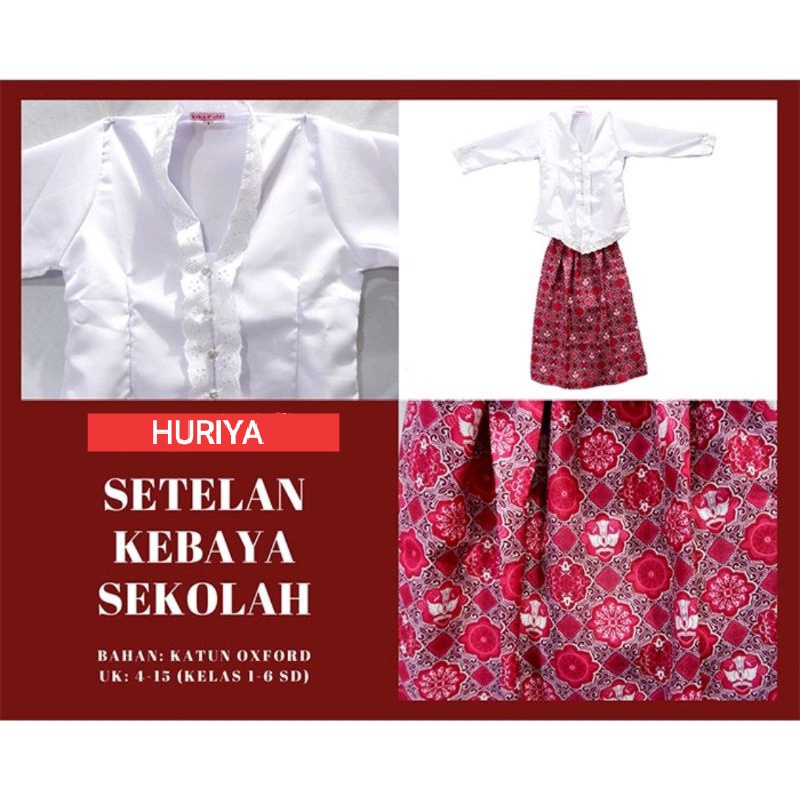 Jual Setelan Kebaya SD Seragam Sekolah Anak SD TK ukuran Kelas 1 ...
