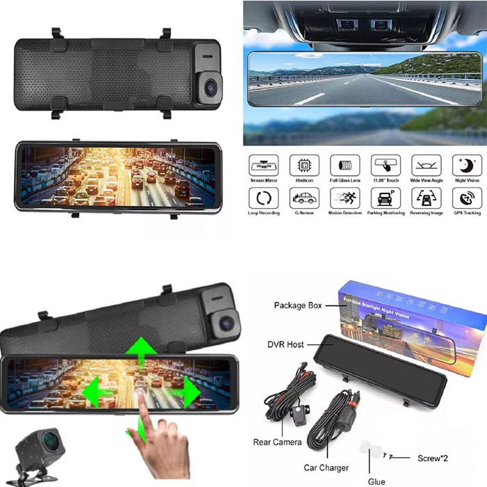 Jual Kamera Dashboard Spion Tengah Mobil Dashcam Recorder Split Screen ...