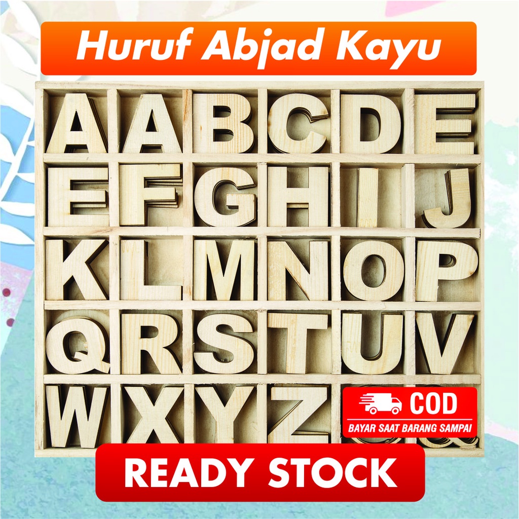 Jual Huruf Kayu Alphabet Huruf Timbul Custom Hiasan Dinding 3D | Shopee ...