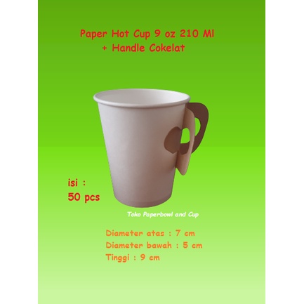 Jual Paper Hot Cup Gelas Kertas 9 oz 210 ml Handle Polos isi 50 pcs | Shopee Indonesia