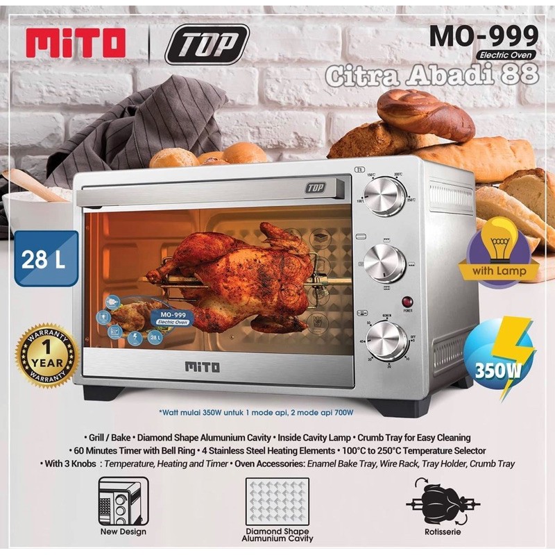 Jual Oven Mito TOP MO 999 28 Liter Low Watt Electric Oven Original ...