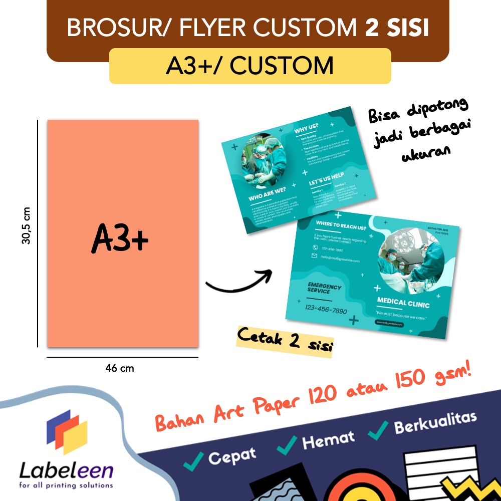 Jual Cetak Brosur/ Flyer Custom 2 SISI Murah | Harga per A3+ TERMASUK ...