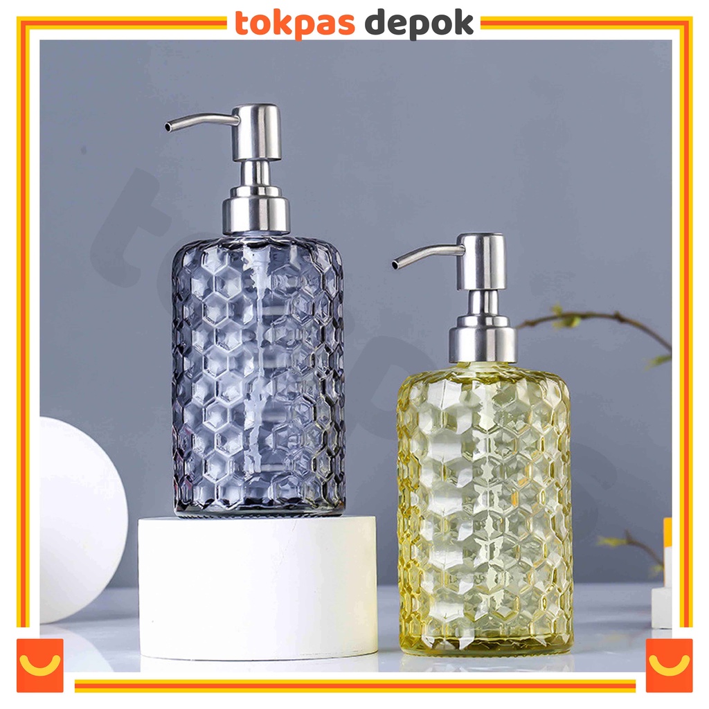 Jual Botol Sabun Shampo Kaca Pump Bulat Warna / Round Dispenser Soap ...