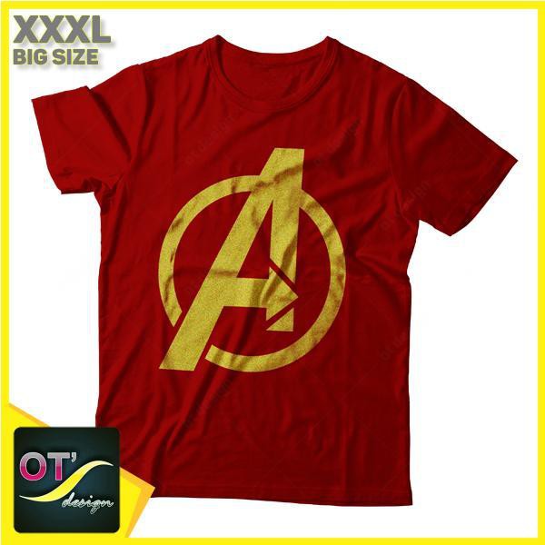 Jual Kaos XXXL Big Size Avengers Gold logo avenger sablon emas merah ot ...