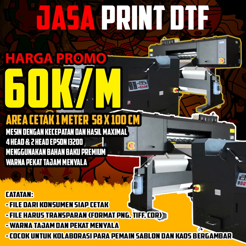 Jual Print DTF Meteran Siap Press | Cetak Sablon Satuan DTF 58 x 100 cm | Shopee Indonesia